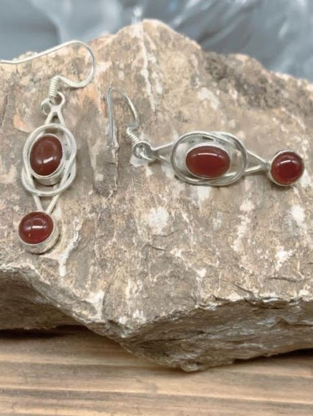 Red Jasper Dangle Earrings, Red Stone, Drop Earrings in Sterling Silver ...