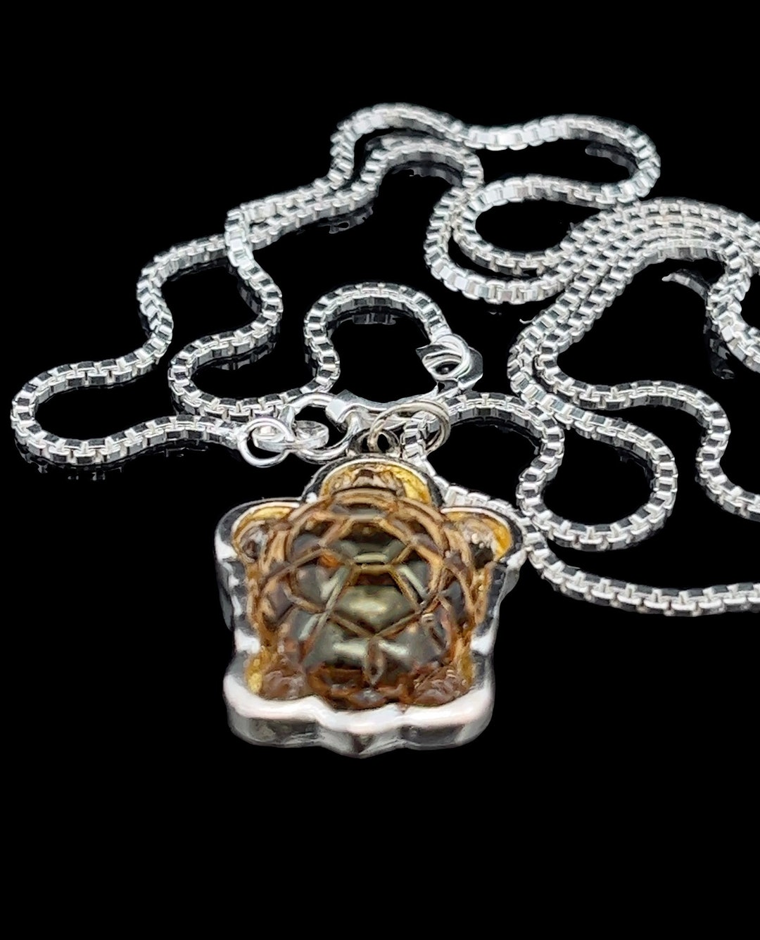 Golden Topaz Turtle and Sterling Silver Charm, Turtle Charm Necklace ...