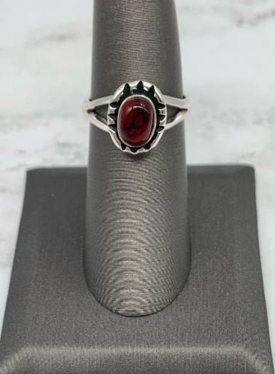 Sterling Silver Mahogany/burgundy Ring, Stacking Ring, Sterling Silver ...