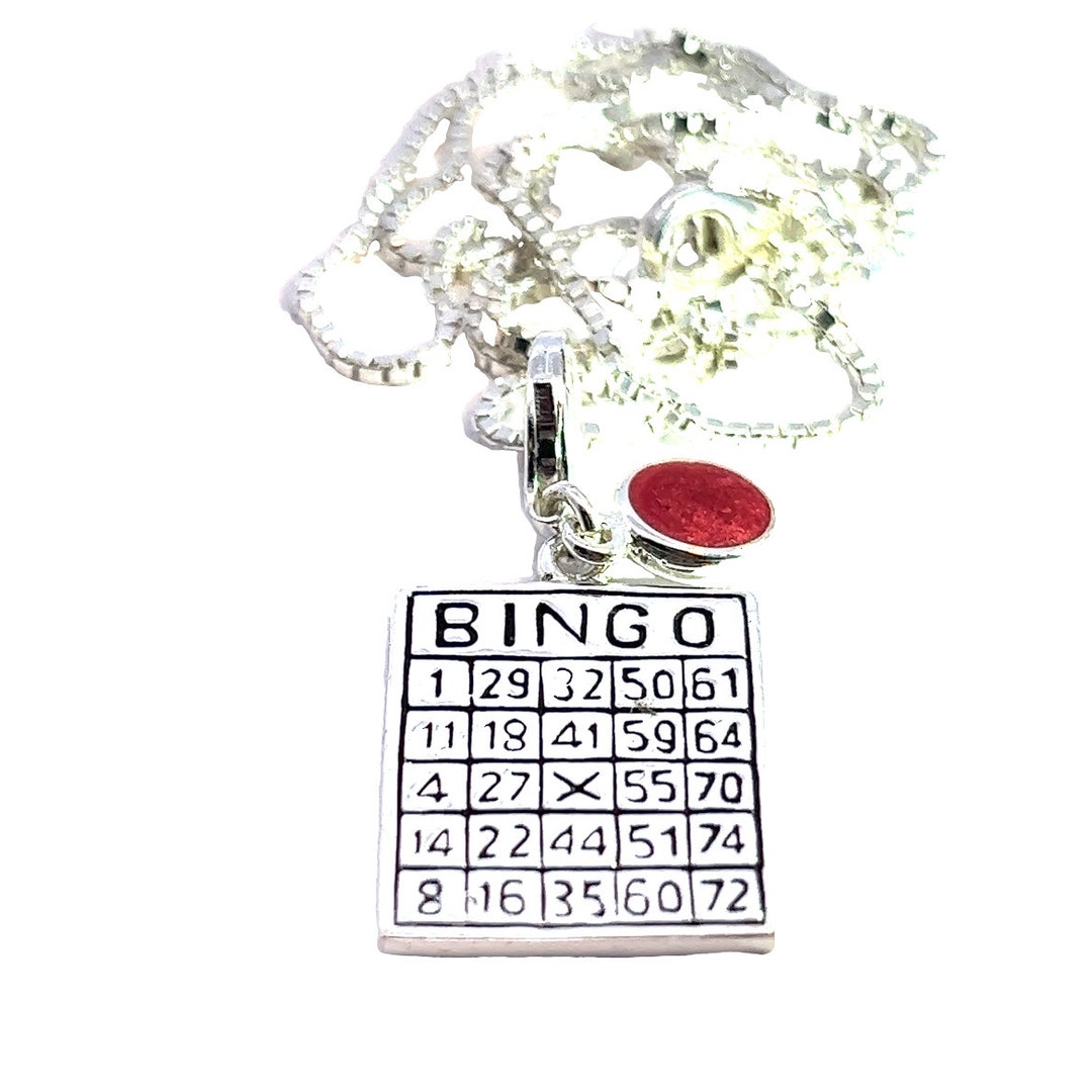 Sterling Silver Bingo Game Pendant/charm, Round Red Enamel Charm, Game ...