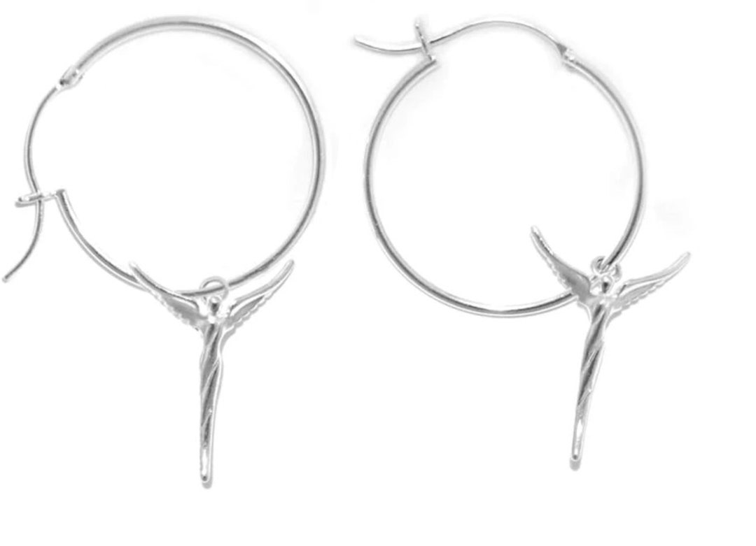 Sterling Silver Lavaggi Angel Earrings, Hoops of Hope Dangle Earrings ...