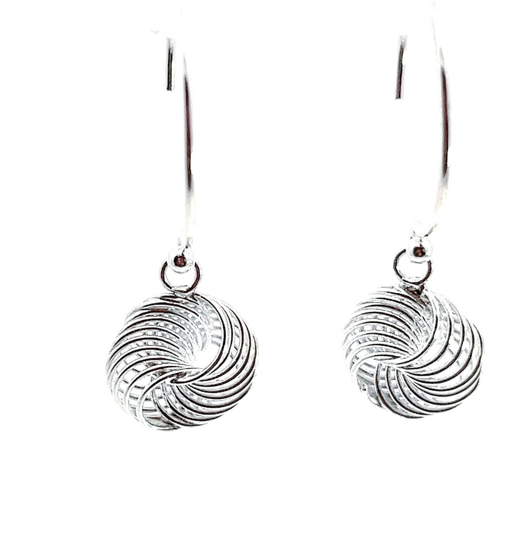 Sterling Silver Knott Earrings, Shinny Silver Weave, 925 Knotted Drop ...