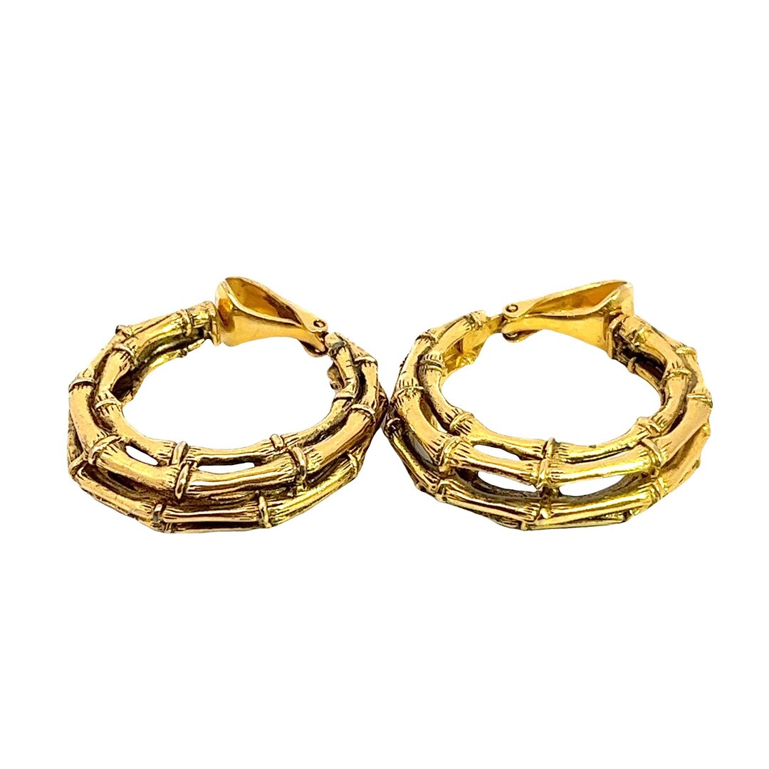 Vintage 80er Jahre Bambus Gold Ohrclips Dreifach Runde Gold - Etsy.de