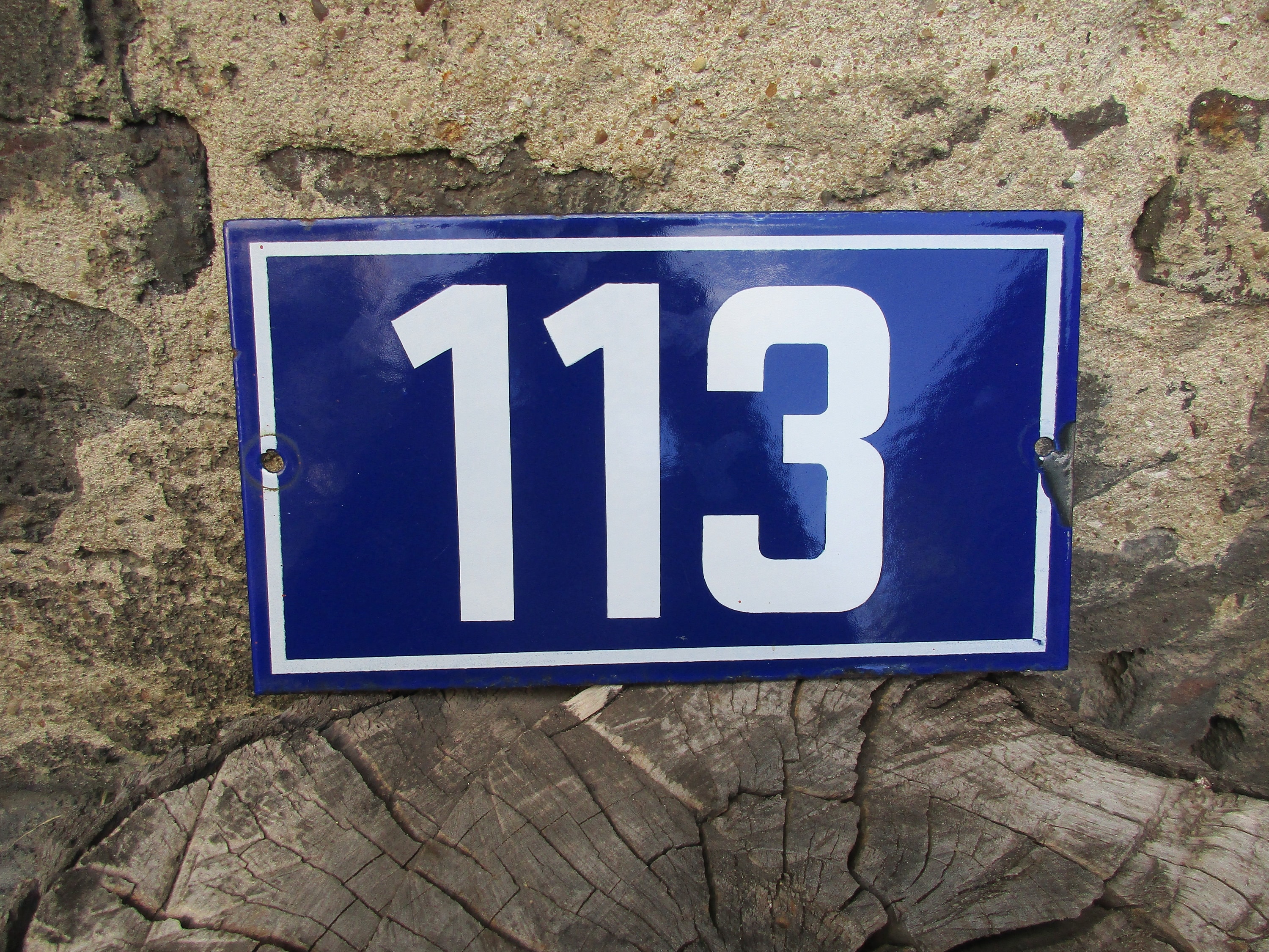 Old Vintage Blue and White Enamelled House Number 113 Door | Etsy