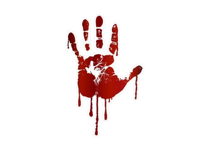 LIFE SIZE Bloody Hand Print Decals Walking Dead Zombie Halloween Prop ...