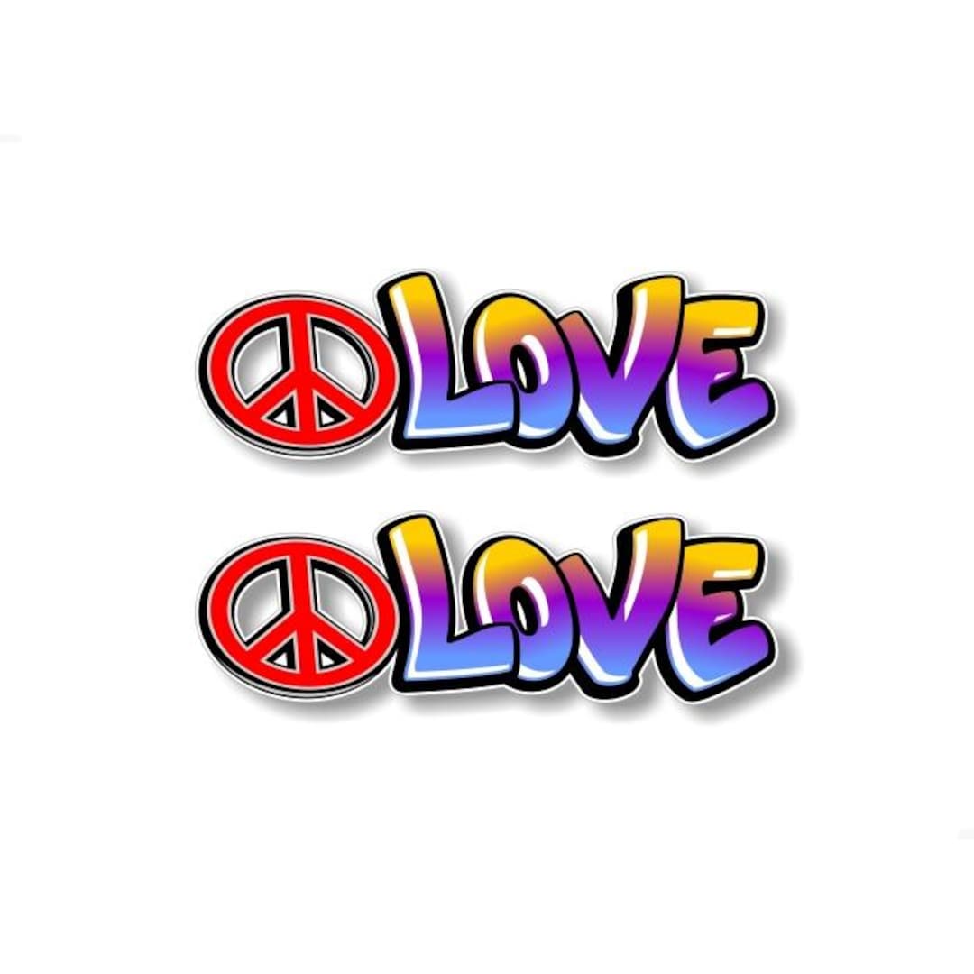 2 LOVE and Peace 9" Vinyl Decals Peace Sign American 60s Symbol Hippie ...