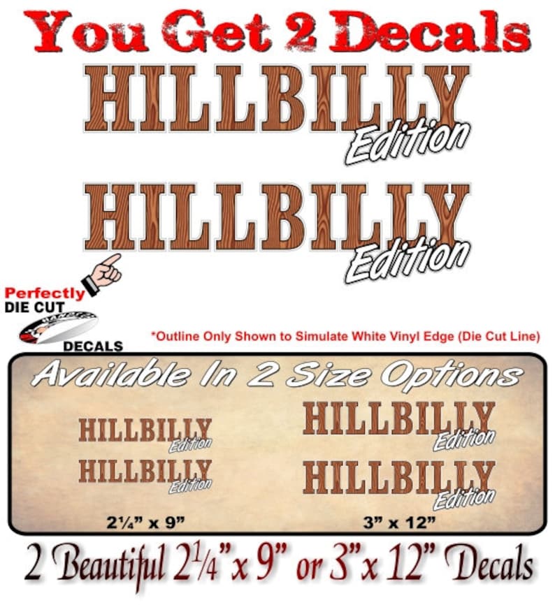 2 HILLBILLY Edition Decals for Pickup 4x4 Offroad Highboy Truck Box off ...