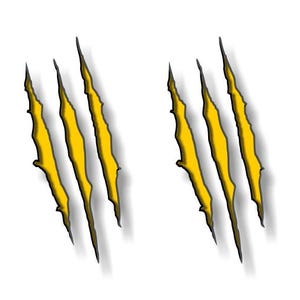 2 RIPPED CLAW Marks 9" or 13" Vinyl Sticker Decals Jurassic Dinosaur ...