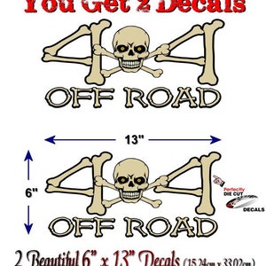 2-4x4 Offroad Skull With Cross Bones 13'' Decals 4x4 off Road ...