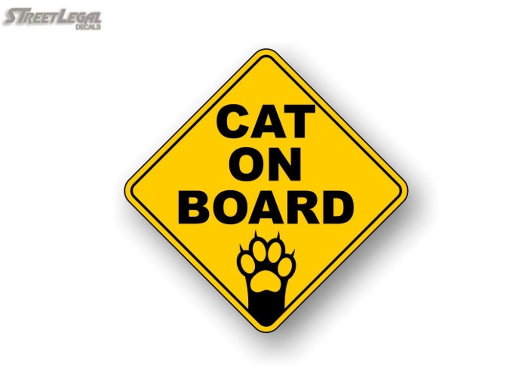CAT on Board Decal Yellow Diamond Warning Triangle Car Sticker Safety ...