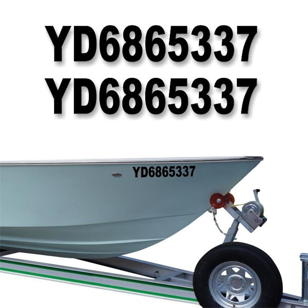 2 CUSTOM Boat Registration Numbers Letters, Each 3''x 18'' Decals ...