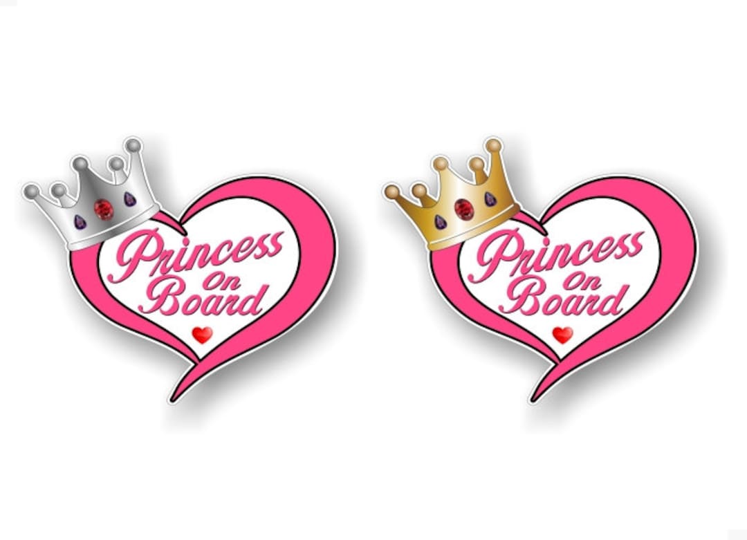 Princess on Board 6'' Vinyl Decal Car Safety Stickers Cute Crown Kids ...