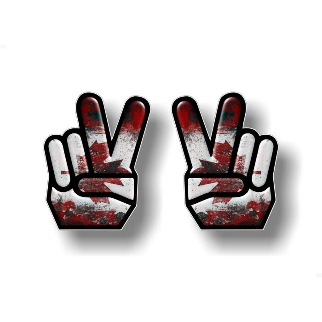 2 Peace CANADA 5" Vinyl Decals Peace Sign Canadian Flag Stickers Symbol ...
