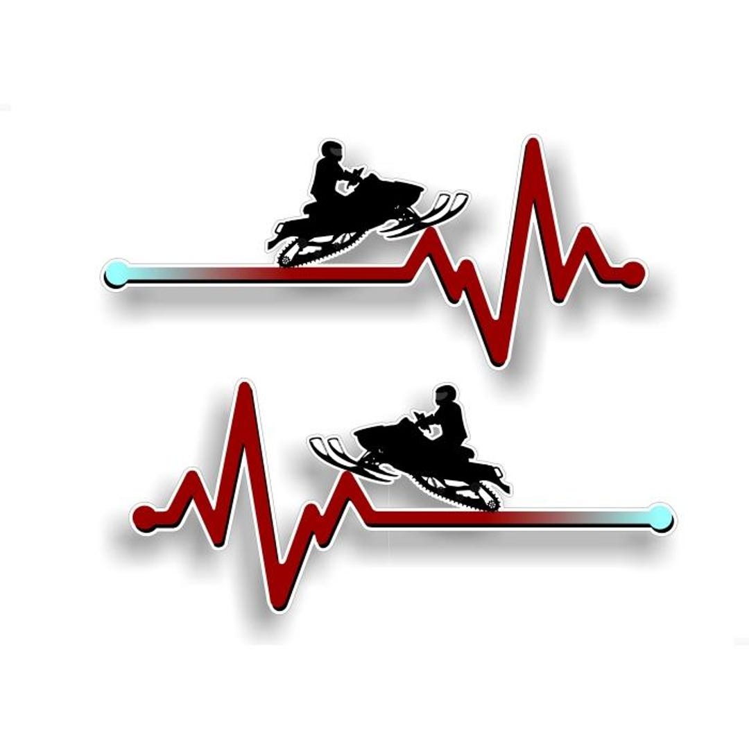 2 Heartbeat Pulse SLEDDING 9" Decals 4x4 Offroad Truck Box Sled ...