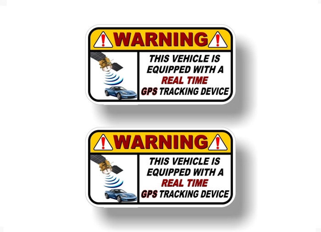 2 WARNING Vehicle Equipped Real Time GPS Tracking Device 5'' Decals Car ...