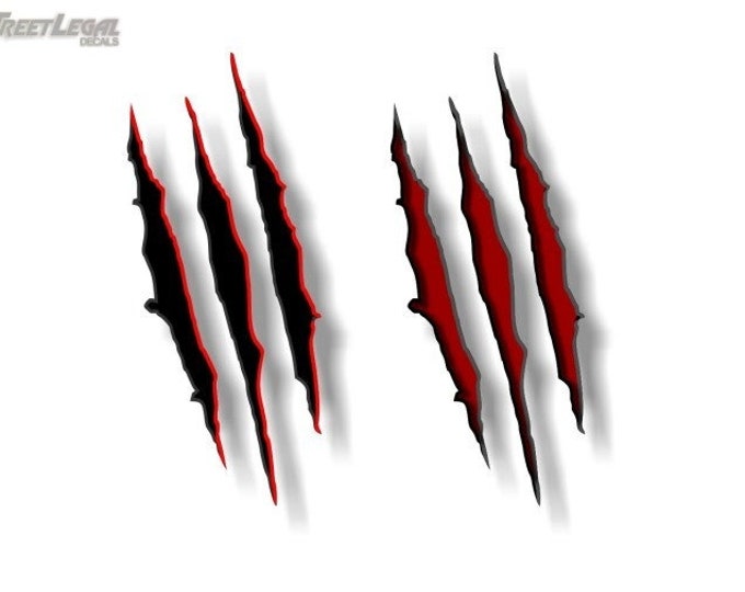 2 RIPPED CLAW Marks 9'' or 13'' Vinyl Sticker Decals Jurassic Dinosaur ...