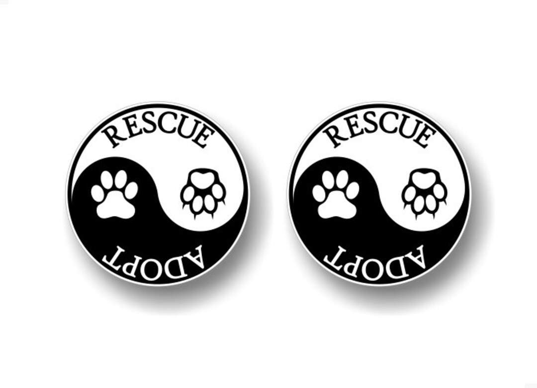 2 Yin and Yang Rescue Adopt 4'' Decals Paws Entrance Sticker Decal Pet ...