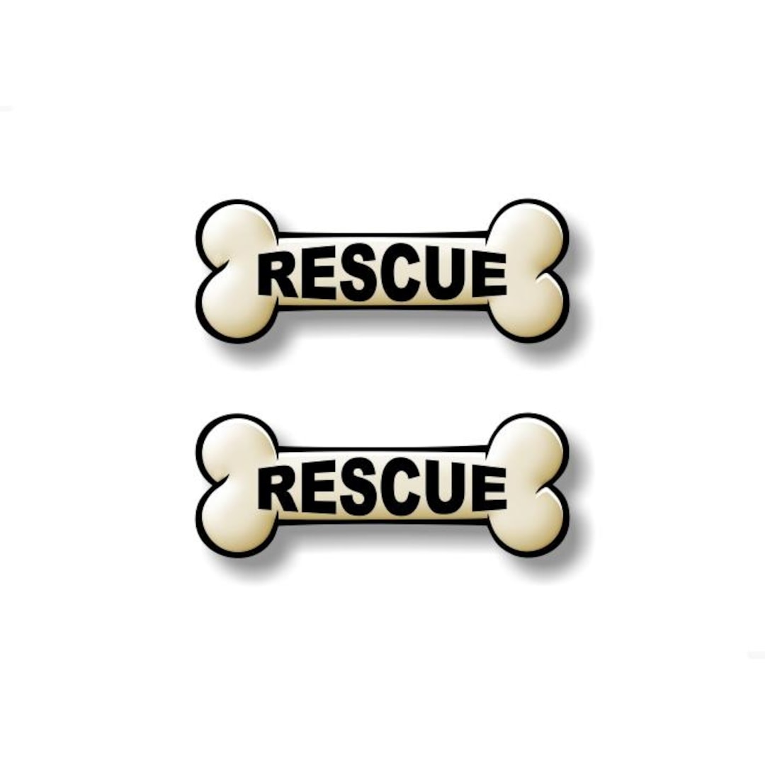 2- Dog Bone RESCUE 9" Vinyl Stickers Pet Adoption Dog Puppy Adopt Decal ...