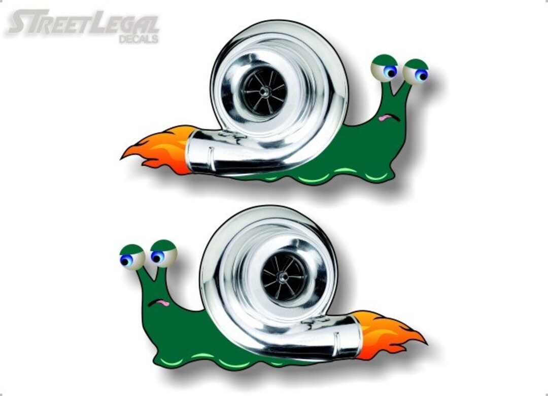2 Flamin' Turbo Snail 7" Full Color Decals Funny JDM Boosted Blower ...