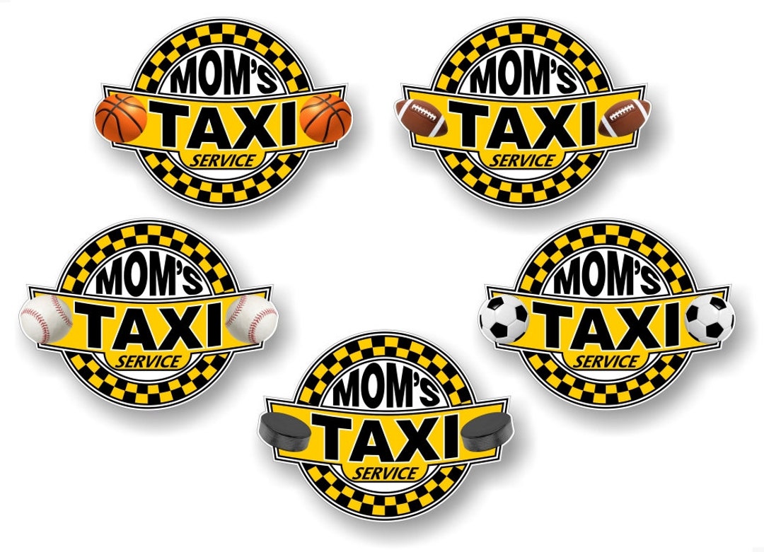2 Sports Mom TAXI Service 7'' Decals Sport Ride Share Kids Transport ...