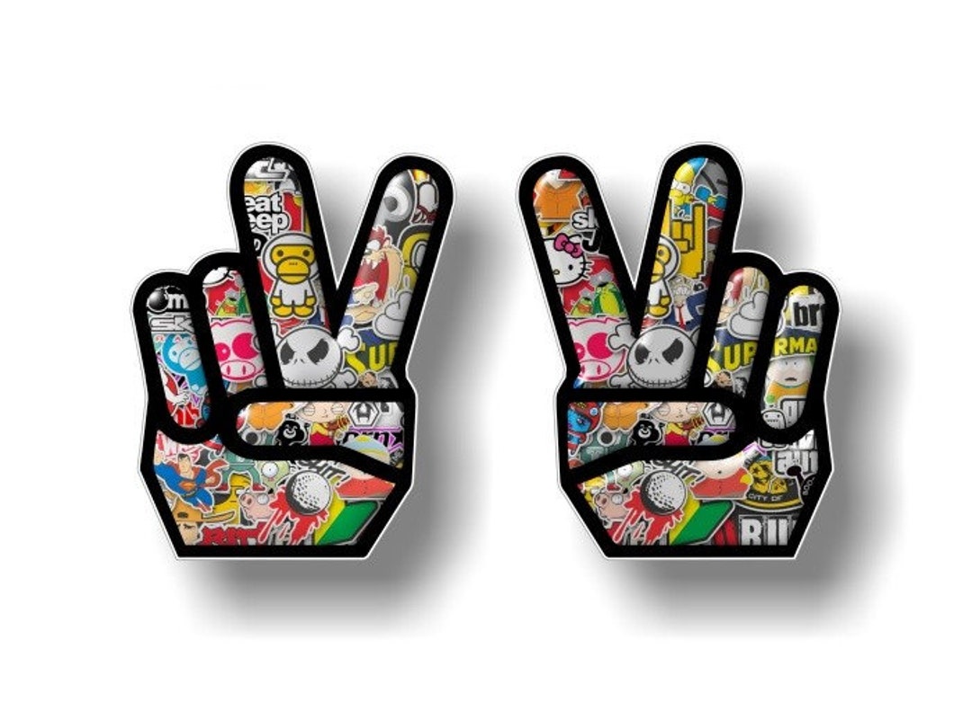 2 Peace JDM 5'' Vinyl Decals Peace Sign 60's Woodstock Sticker Bomb ...