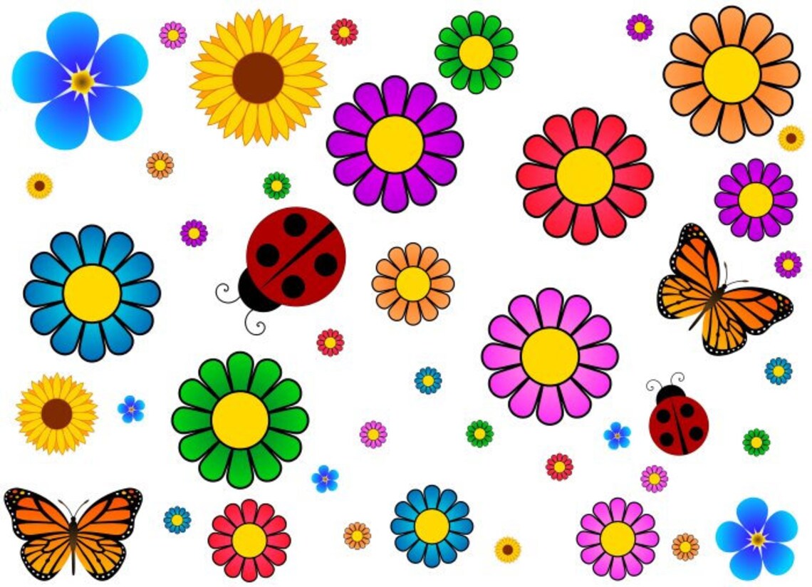 44 Piece FLOWER POWER Vehicle Vibrant Decal Set 60's | Etsy