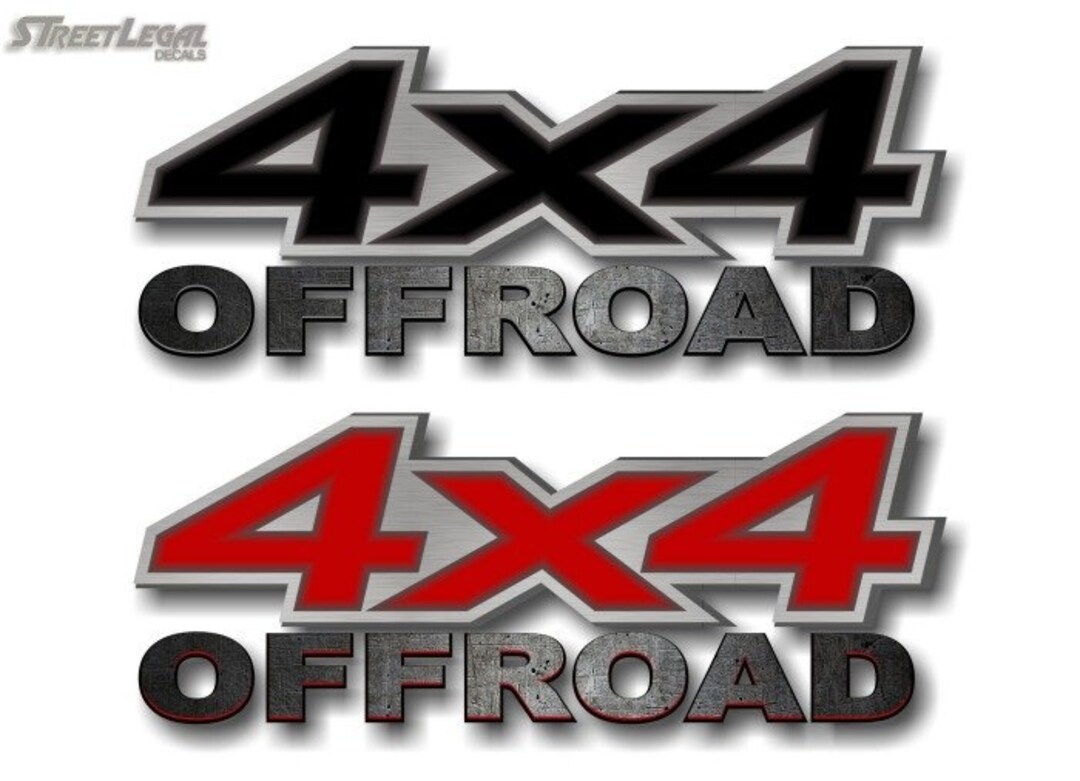 2 4x4 OFFROAD BRUSHED Print Effect Vinyl 13'' Decals for 4WD off Road ...