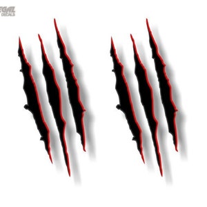 2 RIPPED CLAW Marks 9'' or 13'' Vinyl Sticker Decals Jurassic Dinosaur ...
