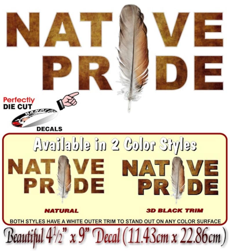 NATIVE PRIDE With Feather 9'' Vinyl Decal Native | Etsy