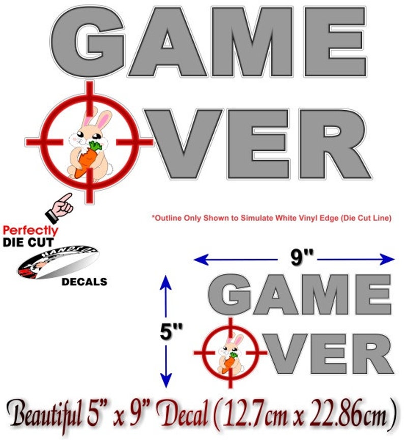 Game Over Rabbit 5x 9 Vinyl Decal Hunting Dog | Etsy