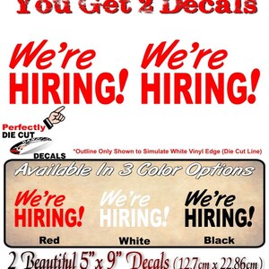2 We're Hiring! 9" Vinyl Sticker Decals for Your Business Vehicle Fleet ...