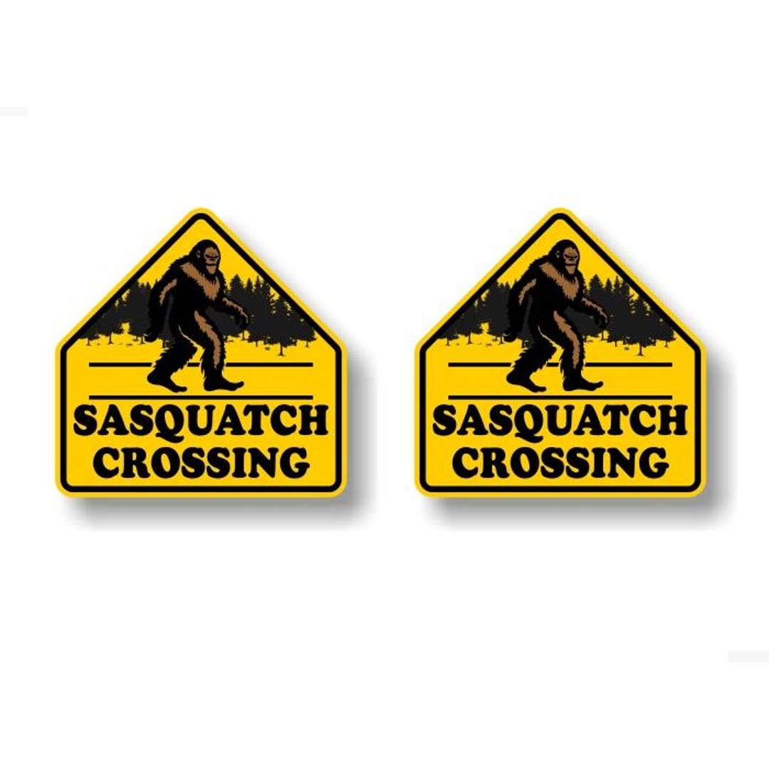 2 Sasquatch Crossing 5" Decals Big Foot Cabin Hunting Blind Bigfoot ...