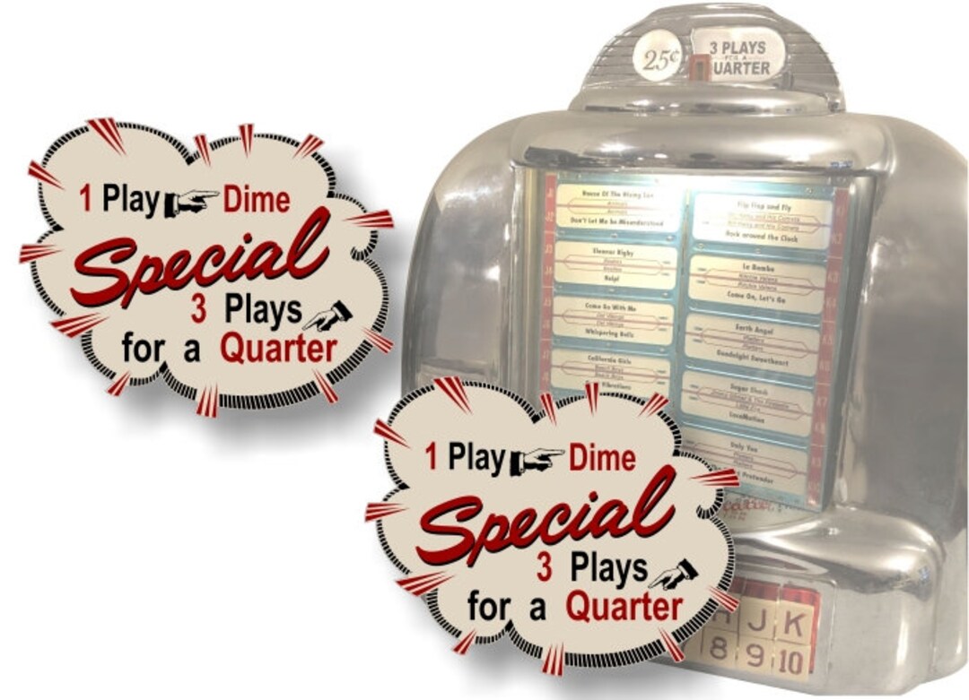 2 WALLBOX Nickels or Dime Burst 2.5'' Decals 1015 Wurlitzer Jukebox ...
