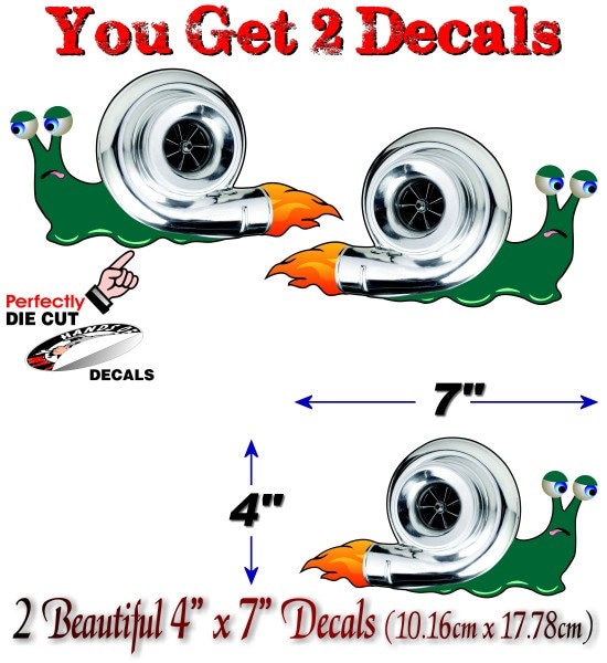 2 Flamin' Turbo Snail 7 Full Color Decals Funny JDM - Etsy