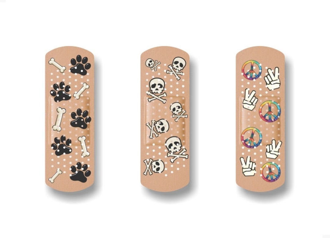 2 BANDAID With CARTOON Print 3"x 9" Vinyl Sticker Vehicle Bandage ...