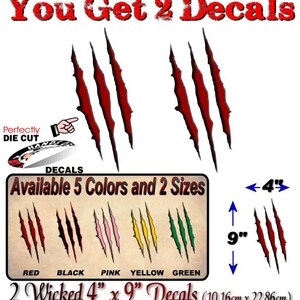 2 RIPPED CLAW Marks 9" or 13" Vinyl Sticker Decals Jurassic Dinosaur ...