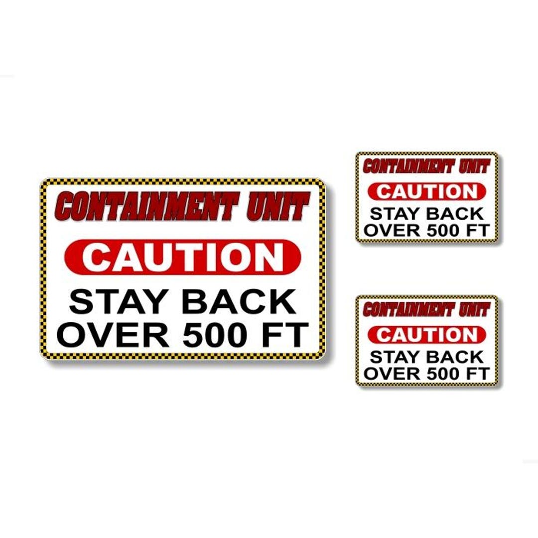 3 Caution Containment Unit Decals (2- 4" and 1- 8" Decal) Prop Car ...
