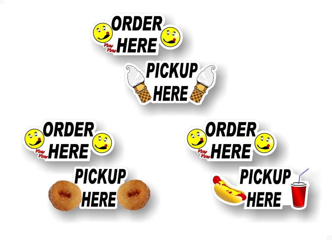 2 Order Here Pickup Window 7'' Decals Concession Trailer Stand Take Out ...
