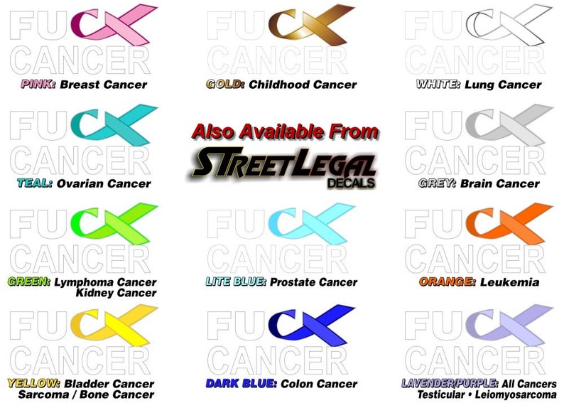 FU Cancer Ribbon Decal Breast Prostate Ovarian Cervical FCK - Etsy