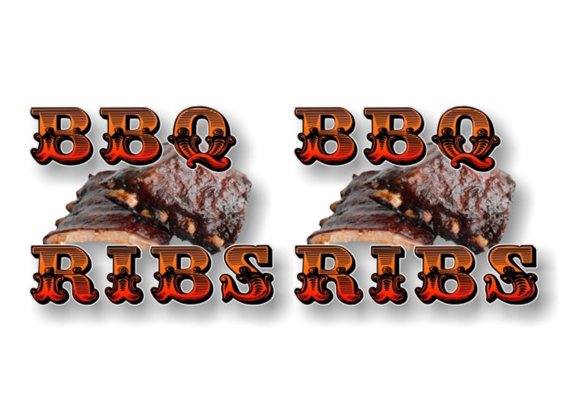 2 BBQ Ribs 5'' Decals Meat Butcher Shop Restaurant - Etsy