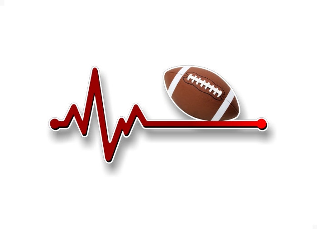 Heartbeat Football Pulse 9'' Decal Vital Sign American Foot Ball Father ...