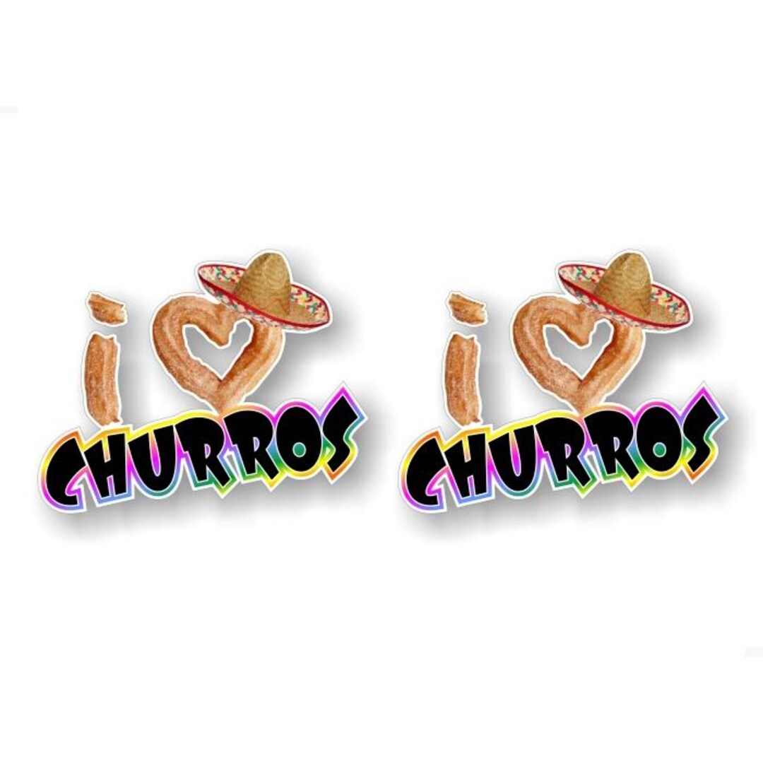 2 I Love CHURROS 5'' Decals Churro Fried Dough Concession Trailer Stand ...