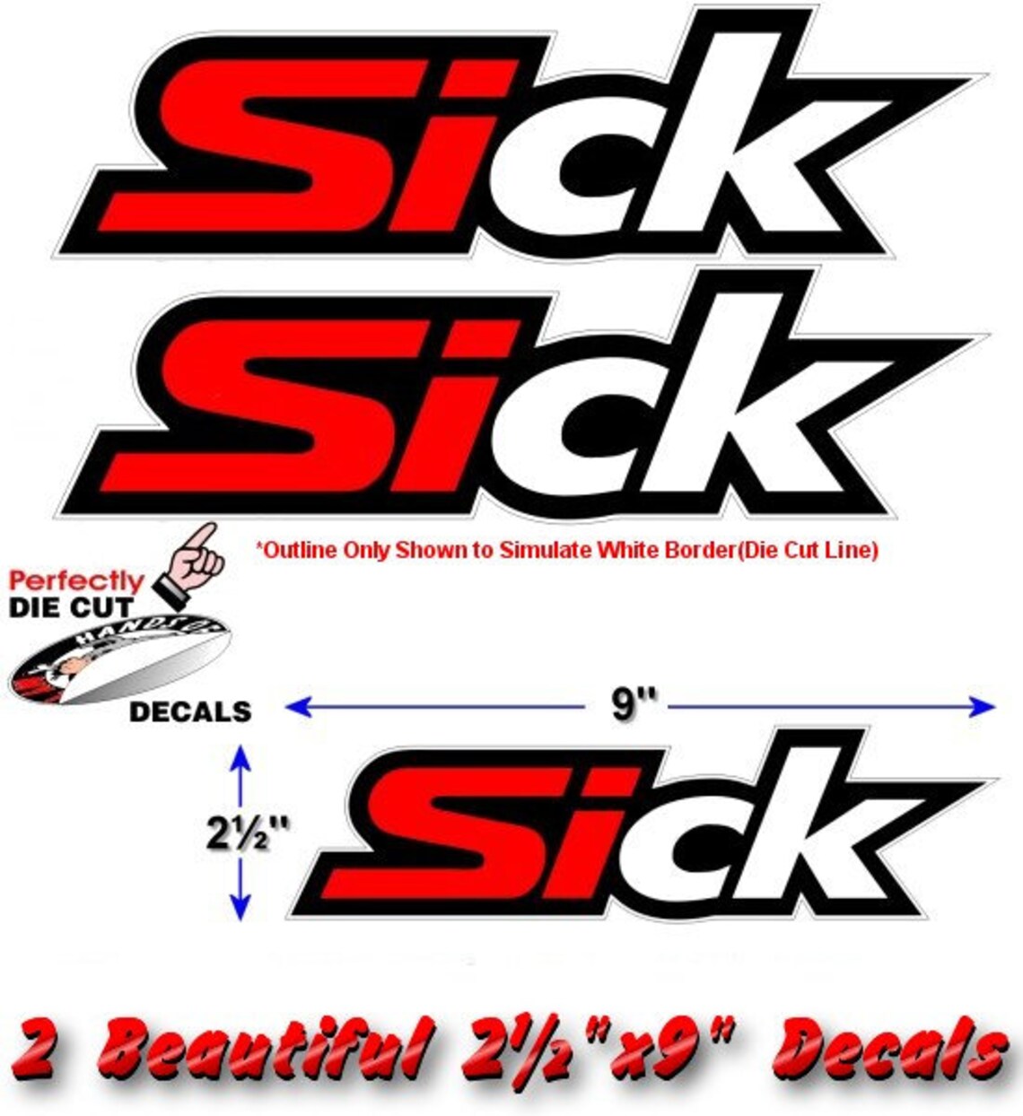 2 SICK Racing Vinyl Graphic 9'' Decals Car Civic SI - Etsy