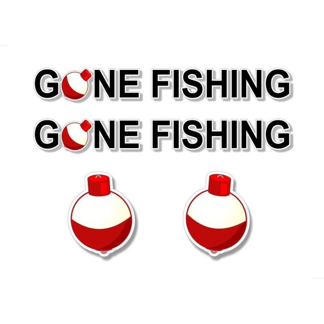 4 Decal Set- 2 GONE FISHING 9" Vinyl Sticker Decals and 2 Fishing ...