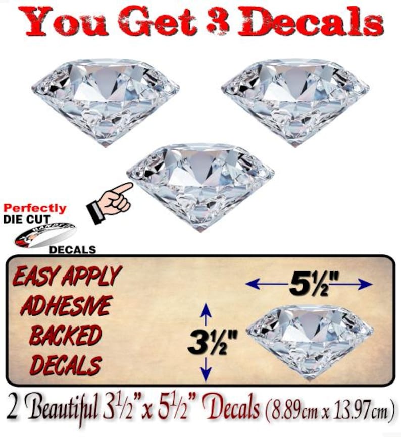3 Diamond 5'' Vinyl Sticker Decals Climbing Supply Jewel Diamonds Stone ...