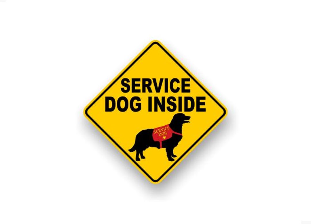 SERVICE DOG Inside Decal Yellow Diamond Car Sticker Safety Caution Sign ...