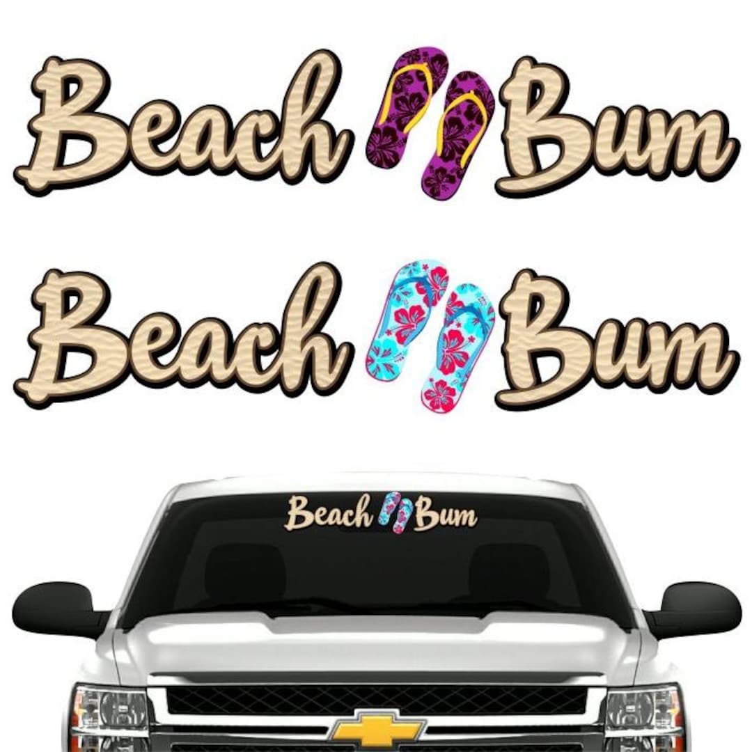 BEACH BUM Vinyl Decals Sun Surf Sand and Sandals Sticker Decal for Car ...