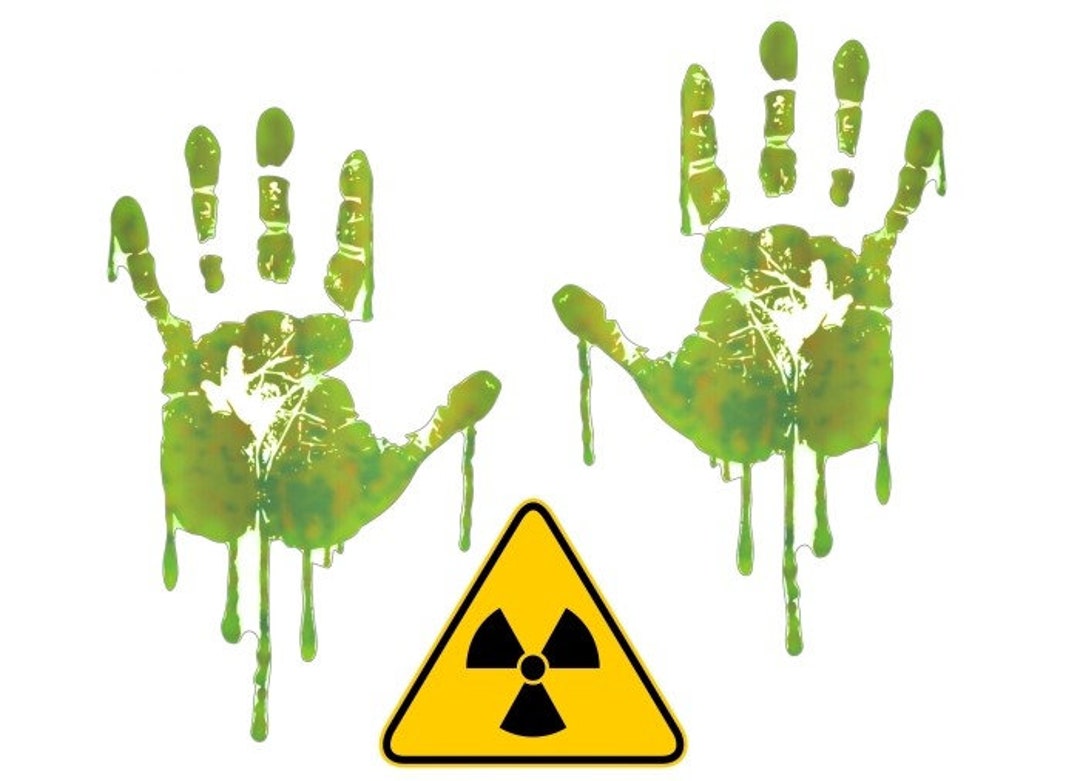 Life Size RADIOACTIVE Hand Print Decals Nuclear Apocalypse Dead Zombie ...