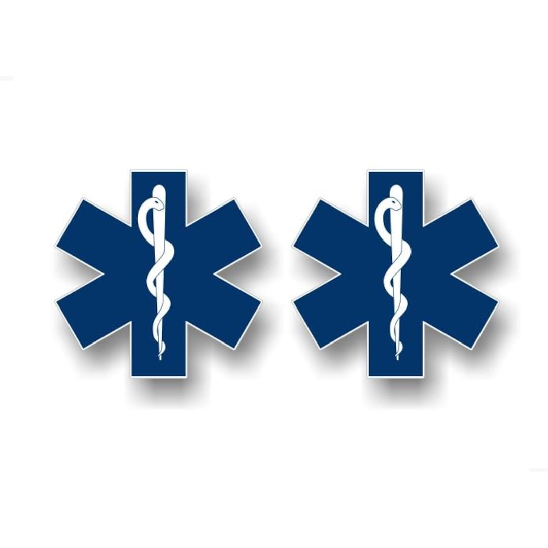 2 Star of Life MEDICAL Vinyl 4" Decals Snake and Staff Symbol Rod of ...
