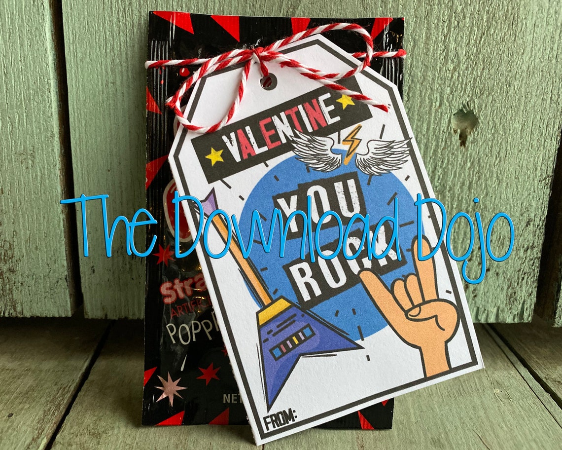 You Rock Gift Tag Valentines Gift Tag Candy Valentines Pop | Etsy